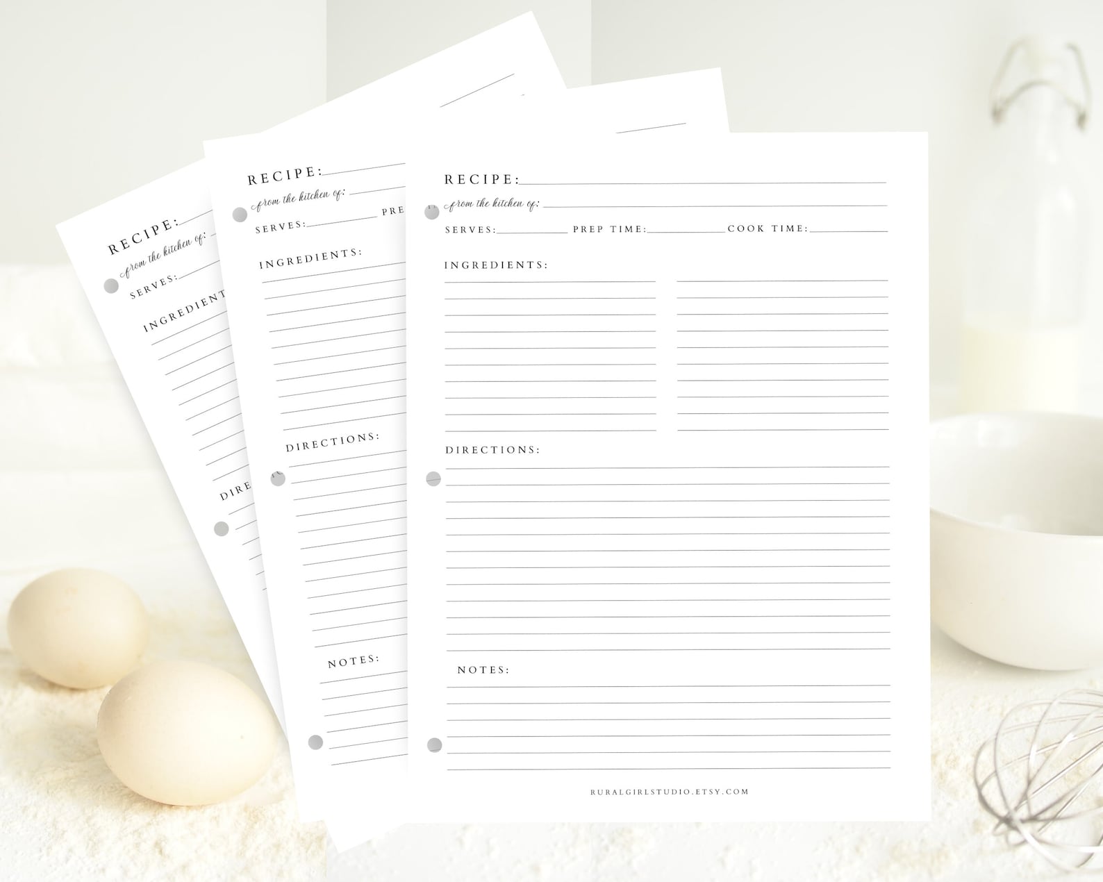 Recipe Binder Filler Paper - Minimalist Plain, Recipe Binder Pages ...