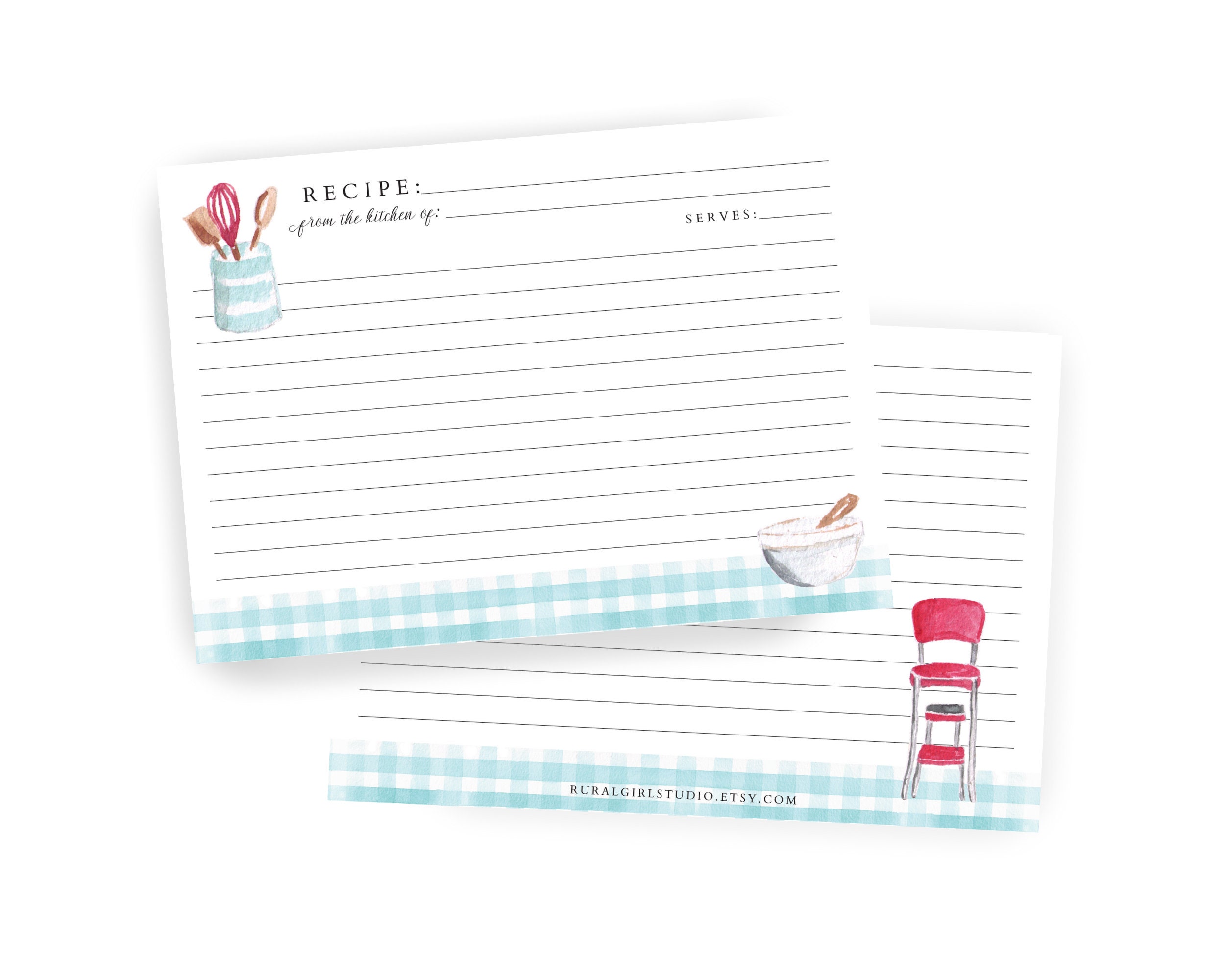 Retro Kitchen Recipe Cards Recipe Card Sets | Etsy