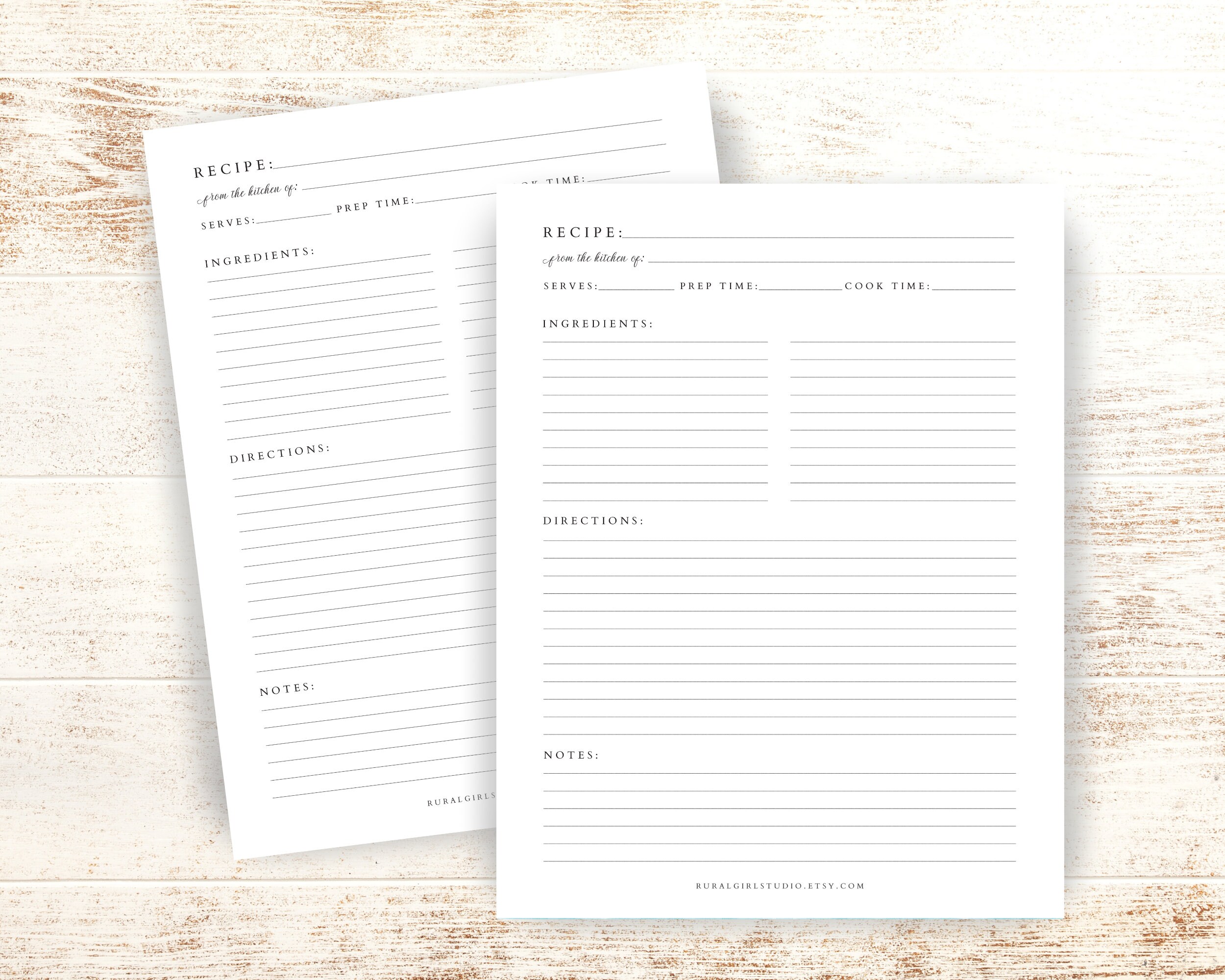 Minimalist Editable Recipe Template Printable Recipe | Etsy