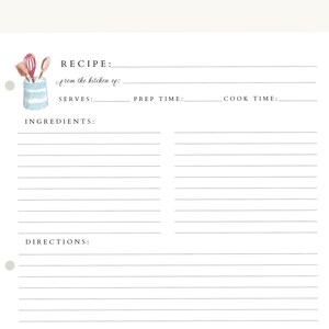 Recipe Binder Filler Paper 8.5x11 | Recipe Binder Pages | Full Size ...