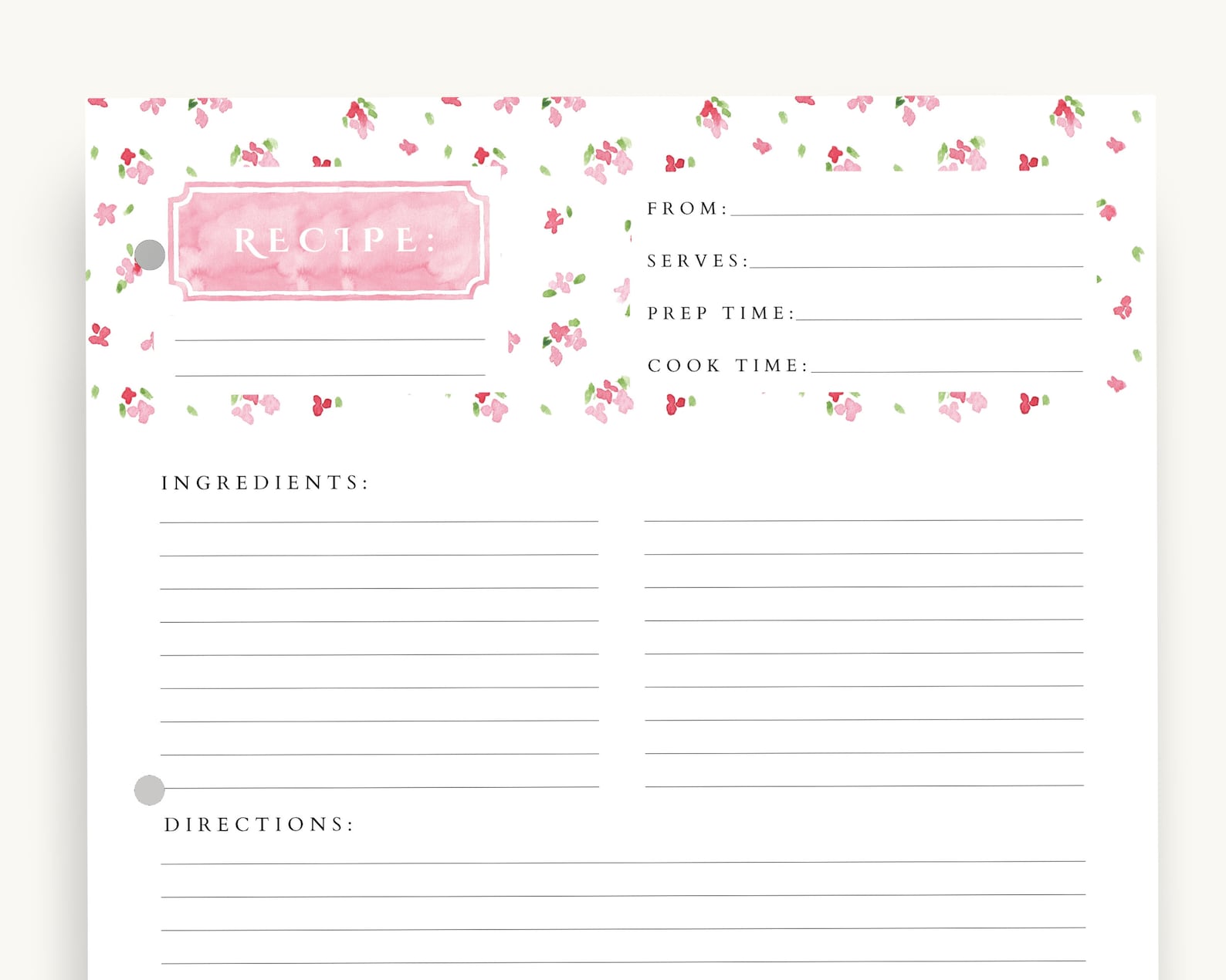 Recipe Binder Filler Paper Recipe Binder Pages Full Size - Etsy