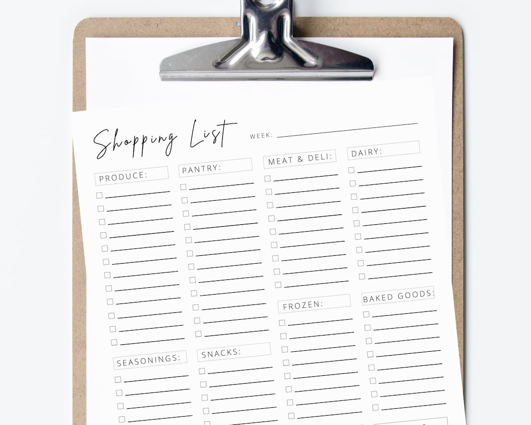 Minimalist Shopping List Printable - Grocery List Printable - Shopping ...