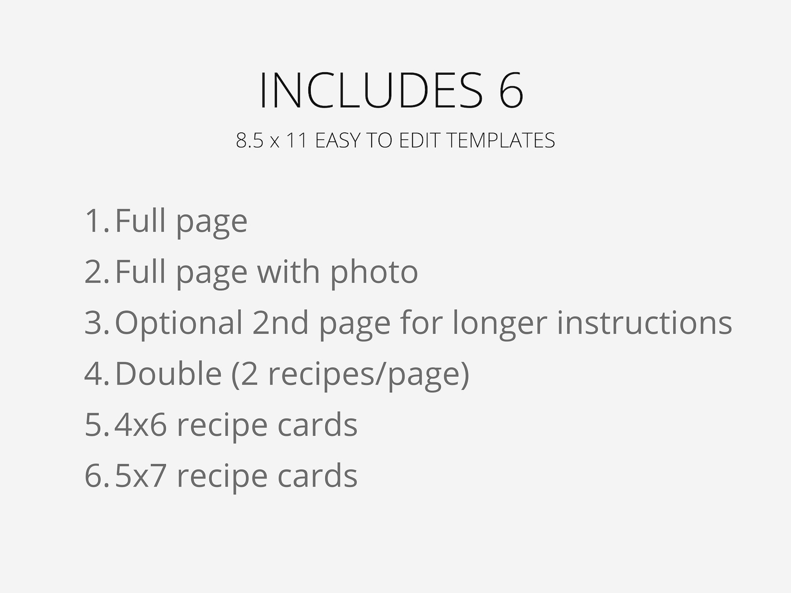Printable Recipe Cards on 8.5x11 Page Minimalist Editable - Etsy