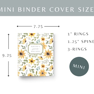 MINI Yellow Floral Recipe Binder, Mini 3 Ring Recipe Binder, Half-size ...