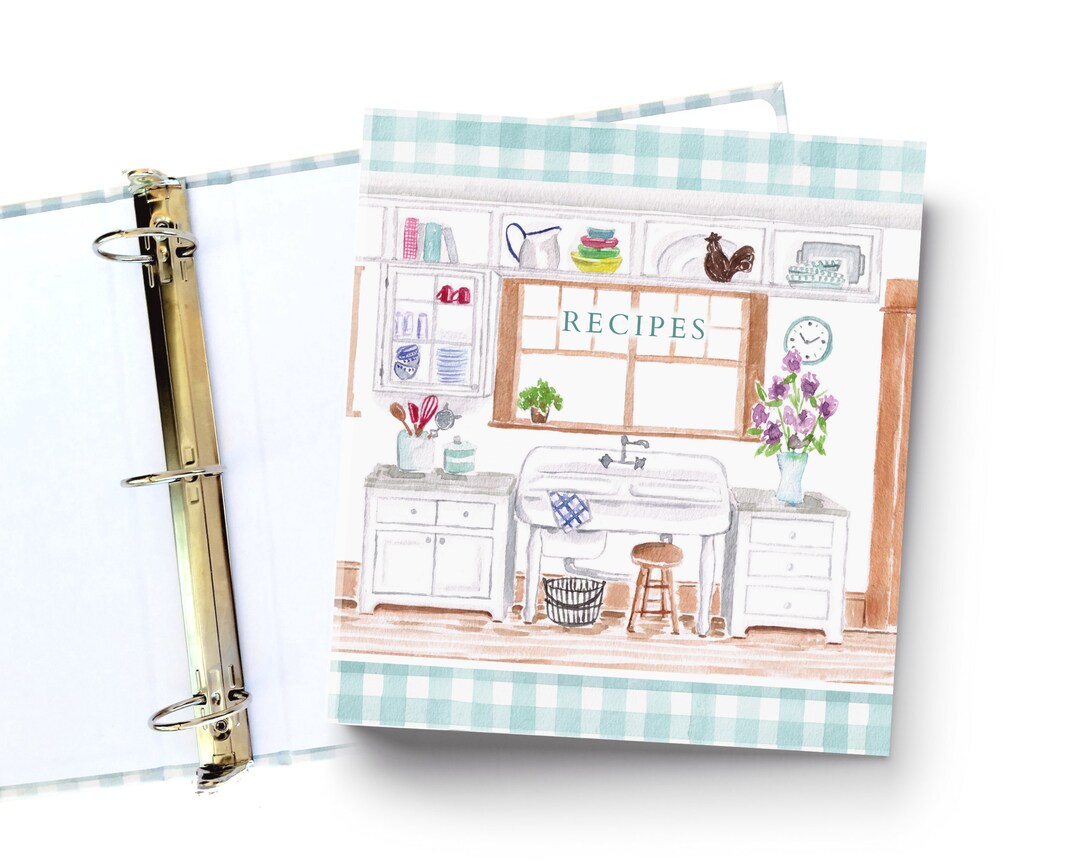 Customizable Retro Kitchen Recipe Binder, Vintage Kitchen 3-ring Recipe ...