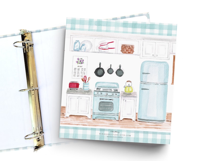 Customizable Retro Kitchen Recipe Binder, Vintage Kitchen 3-ring Recipe ...