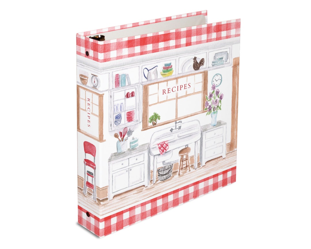 Retro Kitchen 3-ring Recipe Binder | RED | Vintage Kitchen 3-ring ...