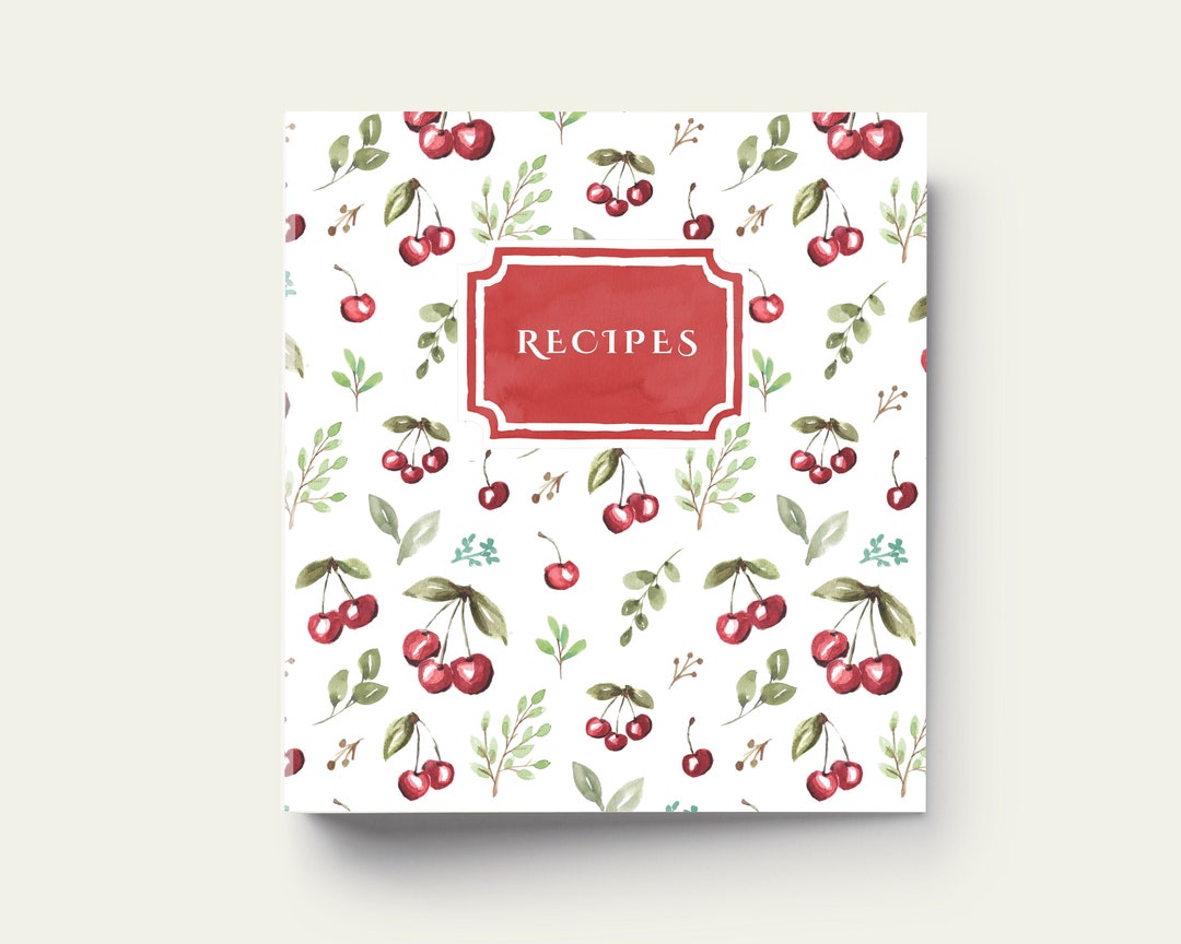 Summer Cherry Greenery Recipe Binder | Kitchen Recipe Binder | Cherries ...