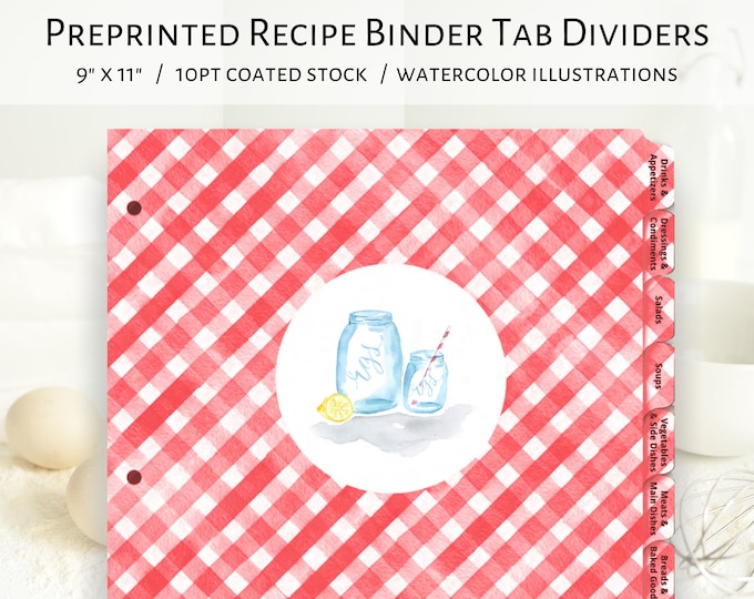 Tab Dividers for Recipe Binder 8 Categories, Cute Tab Dividers, Fits ...