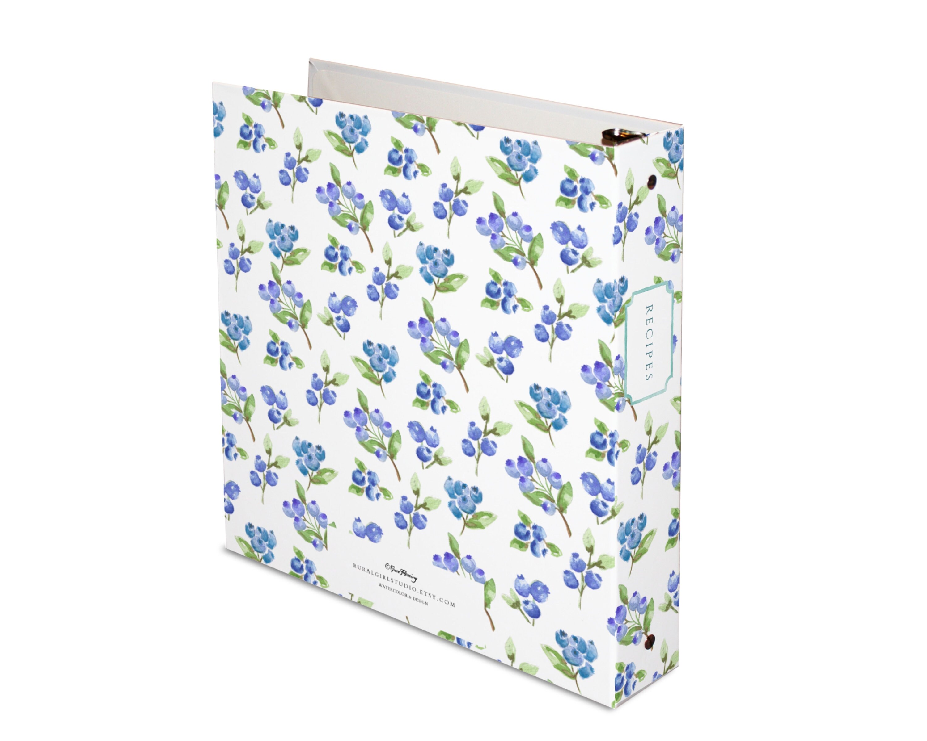 Watercolor Blueberry Recipe Binder 8.5 X 11 Leafy 3 Ring | Etsy