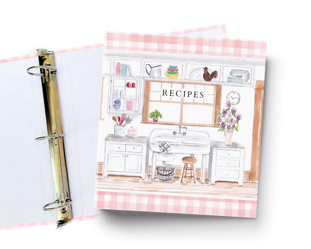 Customizable Retro Kitchen Recipe Binder, Vintage Kitchen 3-ring Recipe ...