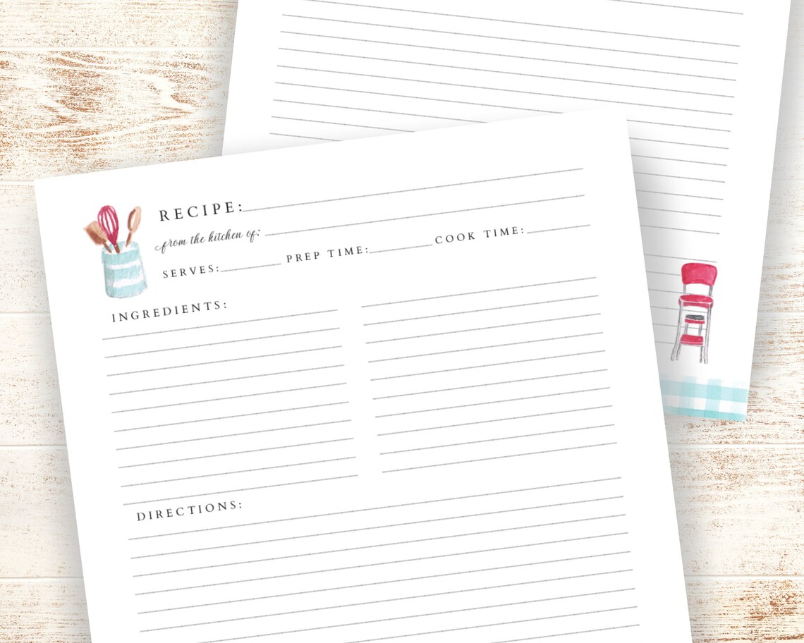 Editable Recipe Template-plain Font Printable Recipe | Etsy