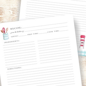 Editable Recipe Template-plain Font, Printable Recipe Template, Recipe ...