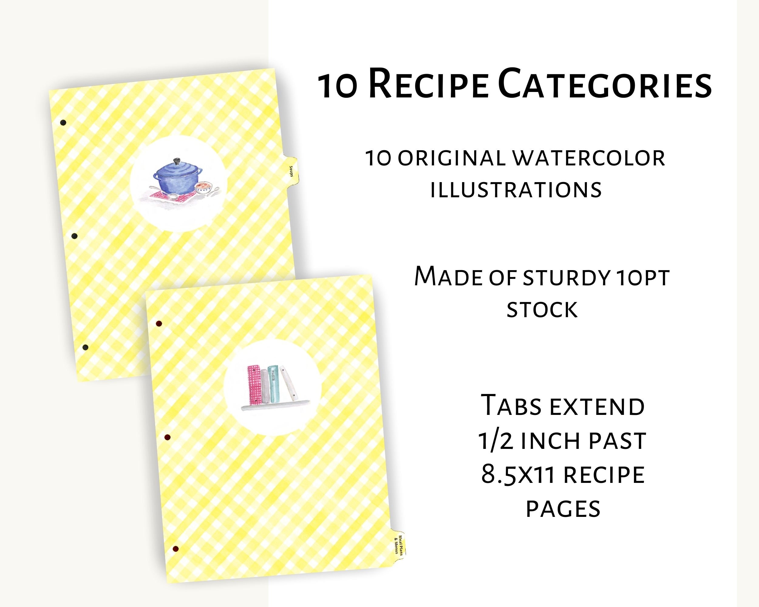 Recipe Binder Tab Dividers, 8.5 X 11 Recipe Dividers, Retro Recipe ...