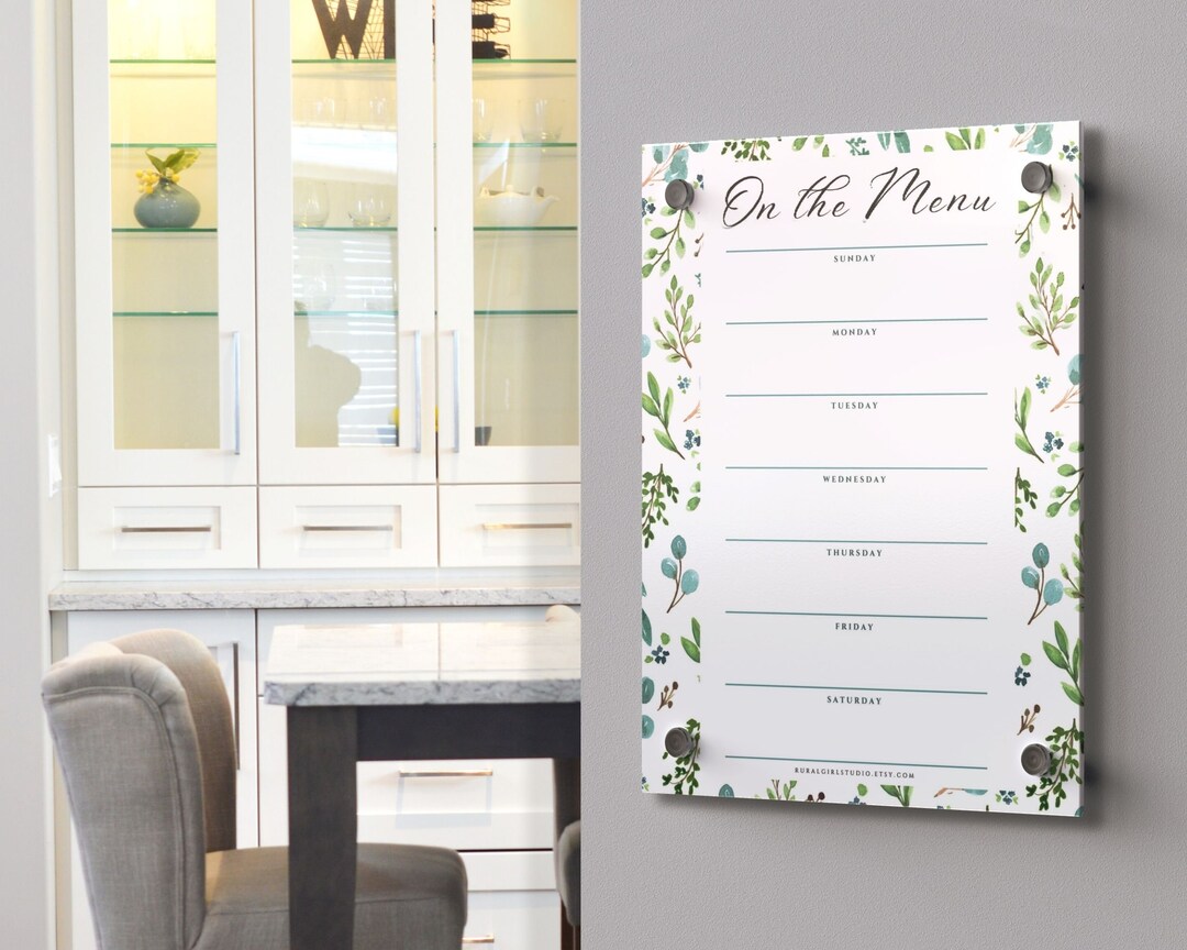 Personalized Acrylic Menu Board | Dry Erase Menu Board | Watercolor ...