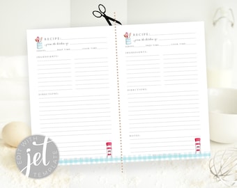 Recipe Binder Filler Paper Watercolor Lemons Recipe Binder Pages, Full ...