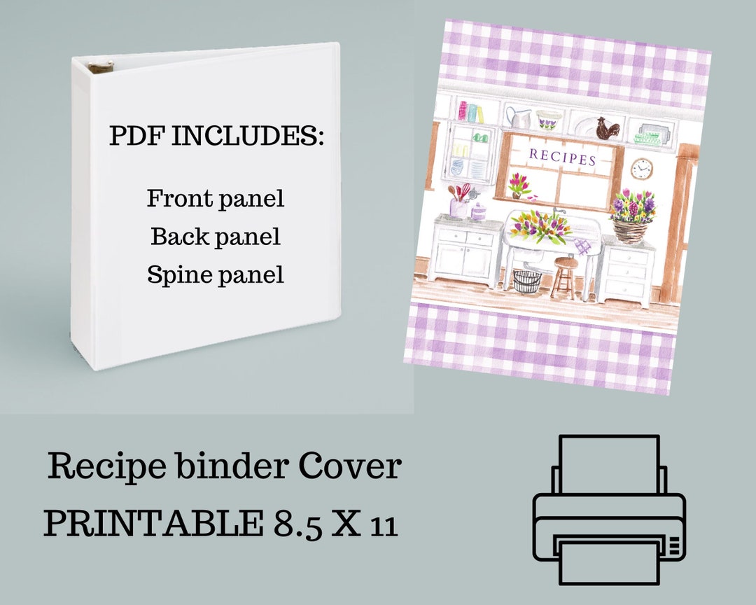 Printable Binder Cover - Cute Kitchen With Lavender Gingham ...