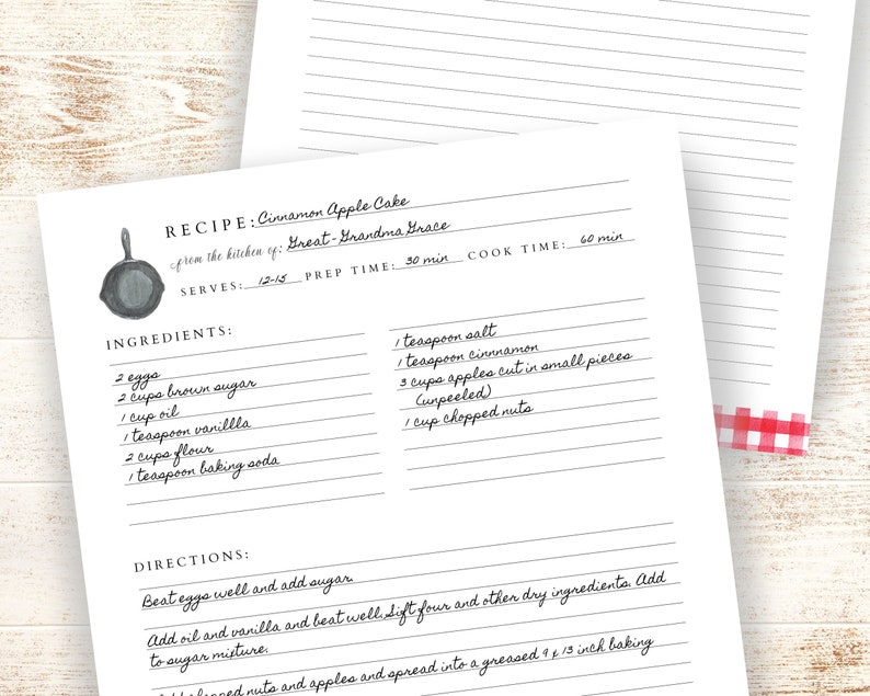 Editable Recipe Template Printable Recipe Template Recipe - Etsy
