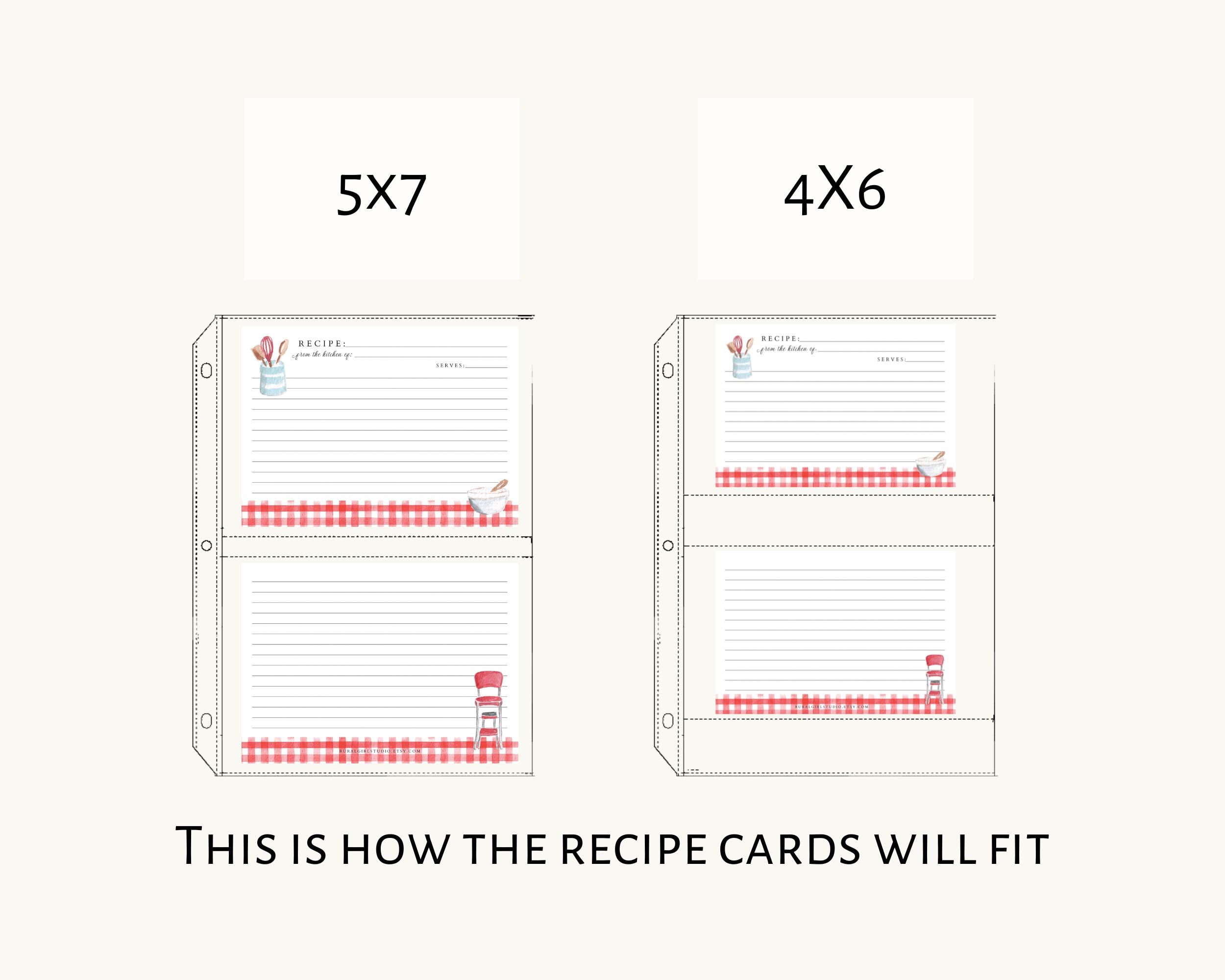 4x6 or 5x7 Recipe Card Sheet Protectors for Full Size Recipe Binders ...