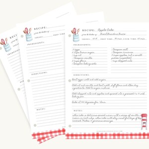 Recipe Binder Filler Paper 8.5x11 | Recipe Binder Pages | Full Size ...