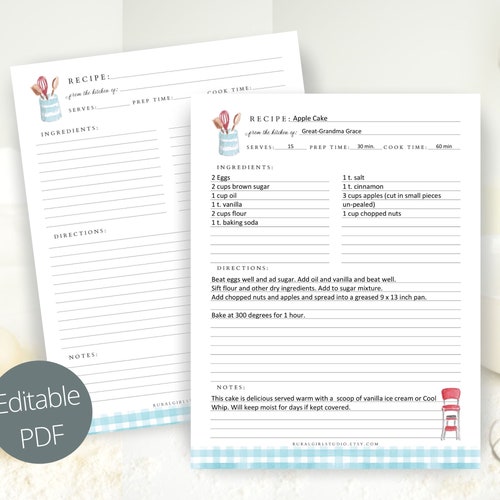 Printable Recipe Binder Dedication Page 8.5 X 11. Non Editable - Etsy