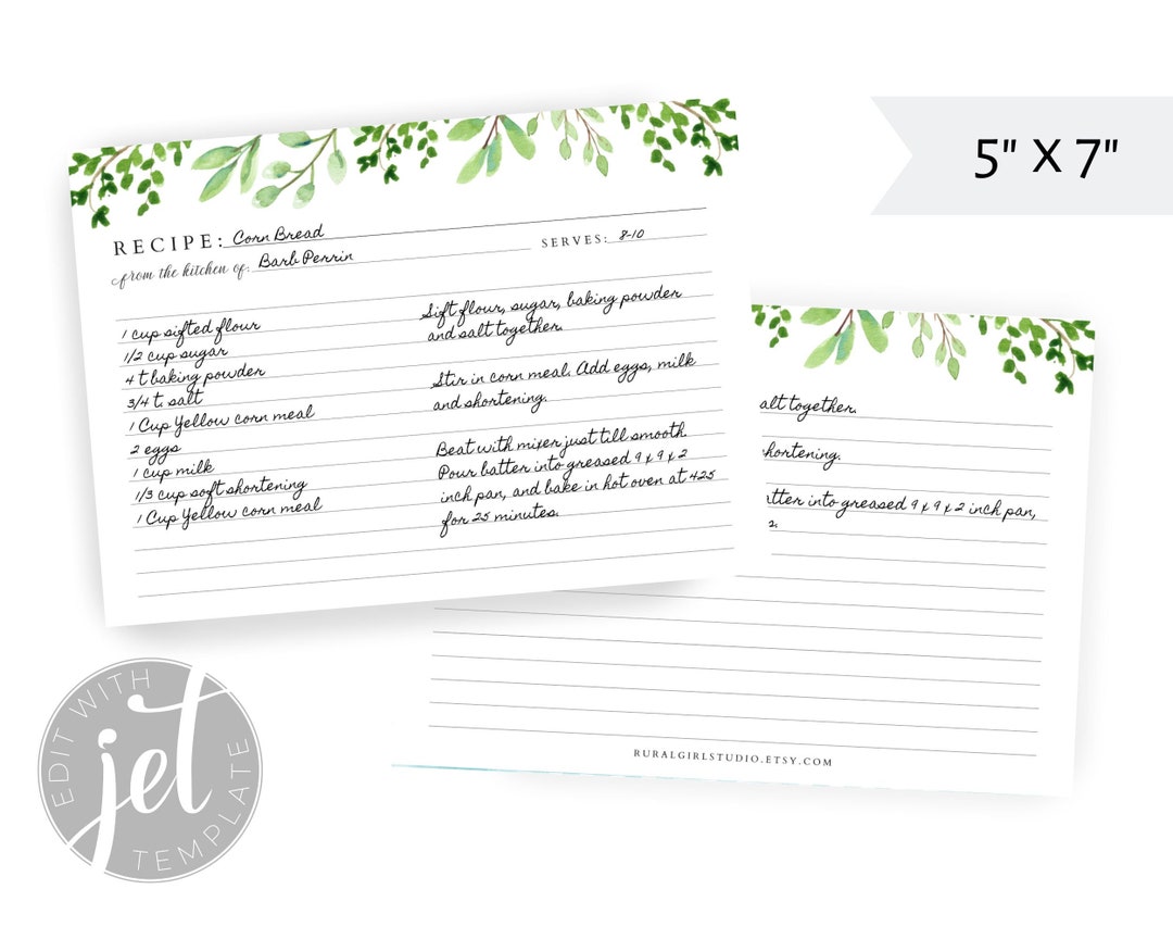 Editable Recipe Card Template 5X7 | Printable Recipe Template, Recipe ...