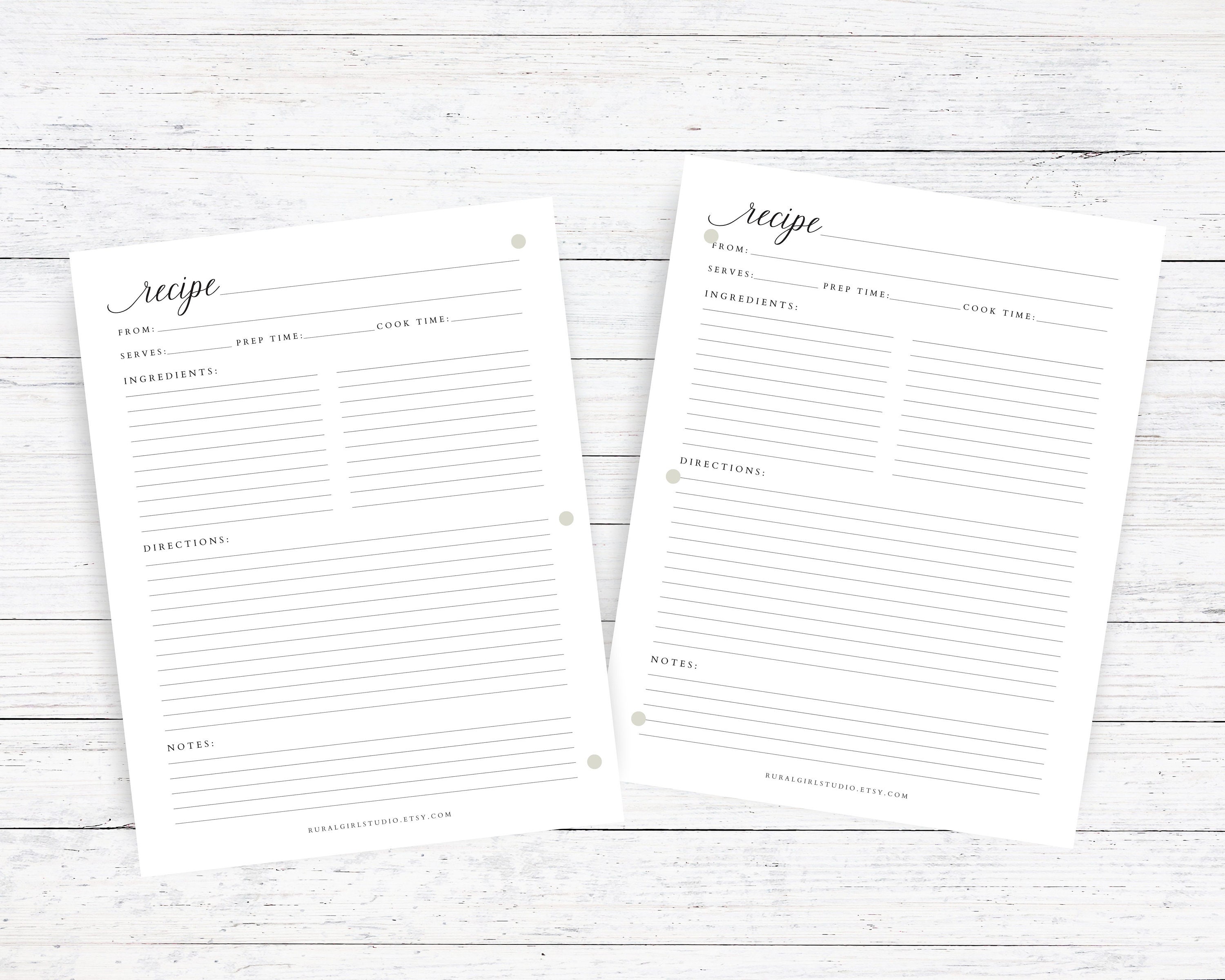 Recipe Binder Filler Paper - Minimalist Plain, Recipe Binder Pages ...