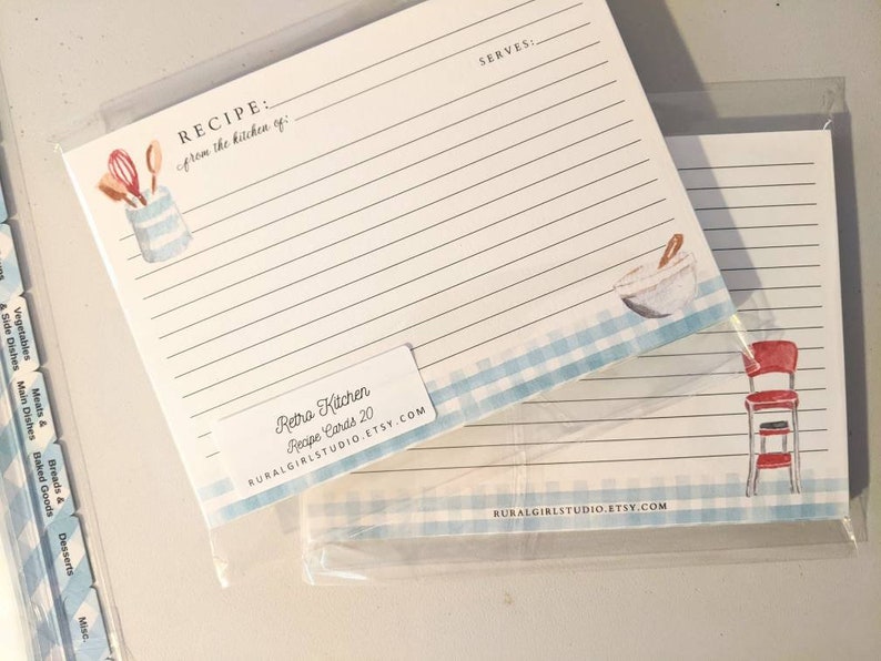 Retro Kitchen Recipe Cards Recipe Card Sets - Etsy