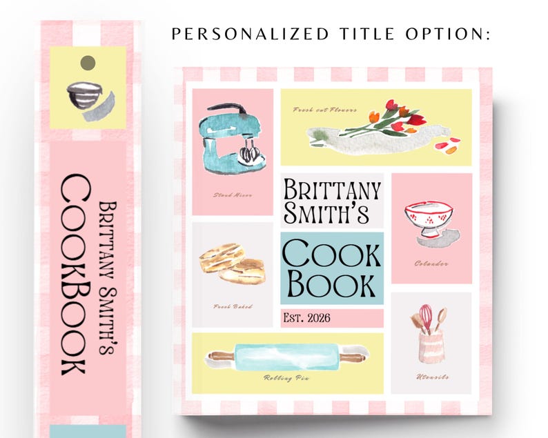 NEW!! Cute, Colorful, Personalized Retro-inspired Cookbook Recipe ...