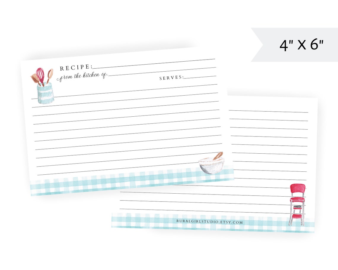 Retro Kitchen Recipe Cards Recipe Card Sets - Etsy