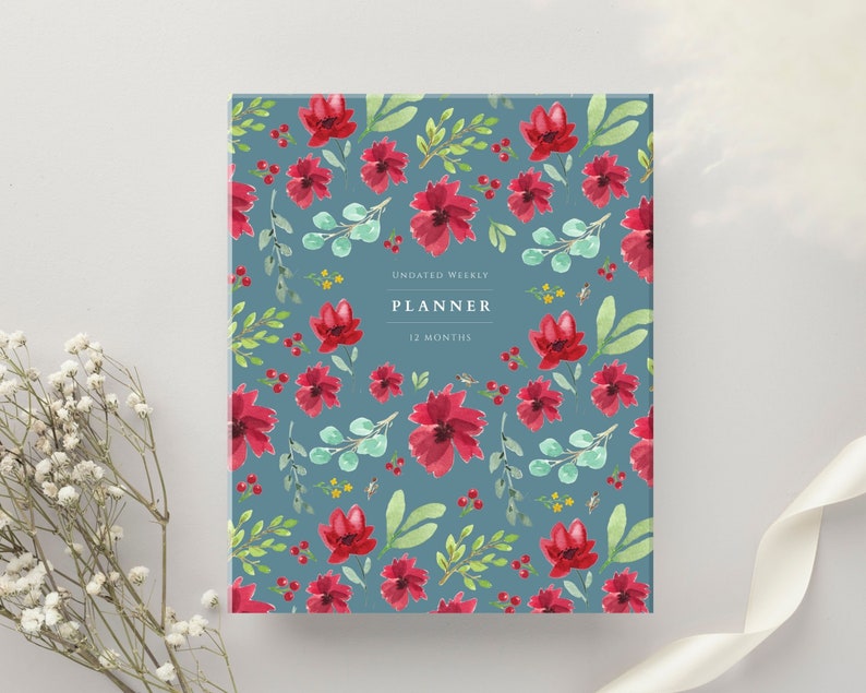 Undated Weekly Planner Binder With Dark Floral Cover Design - Etsy
