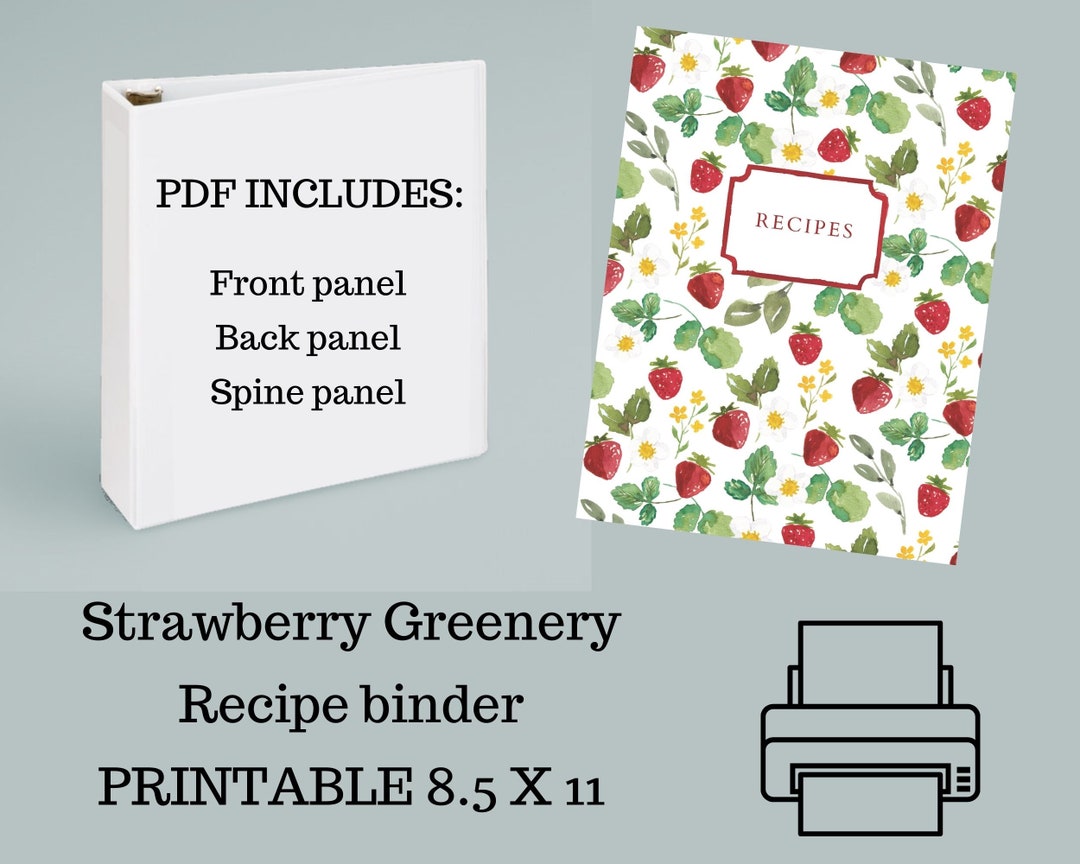 Printable Binder Cover - Strawberry Greenery - Etsy