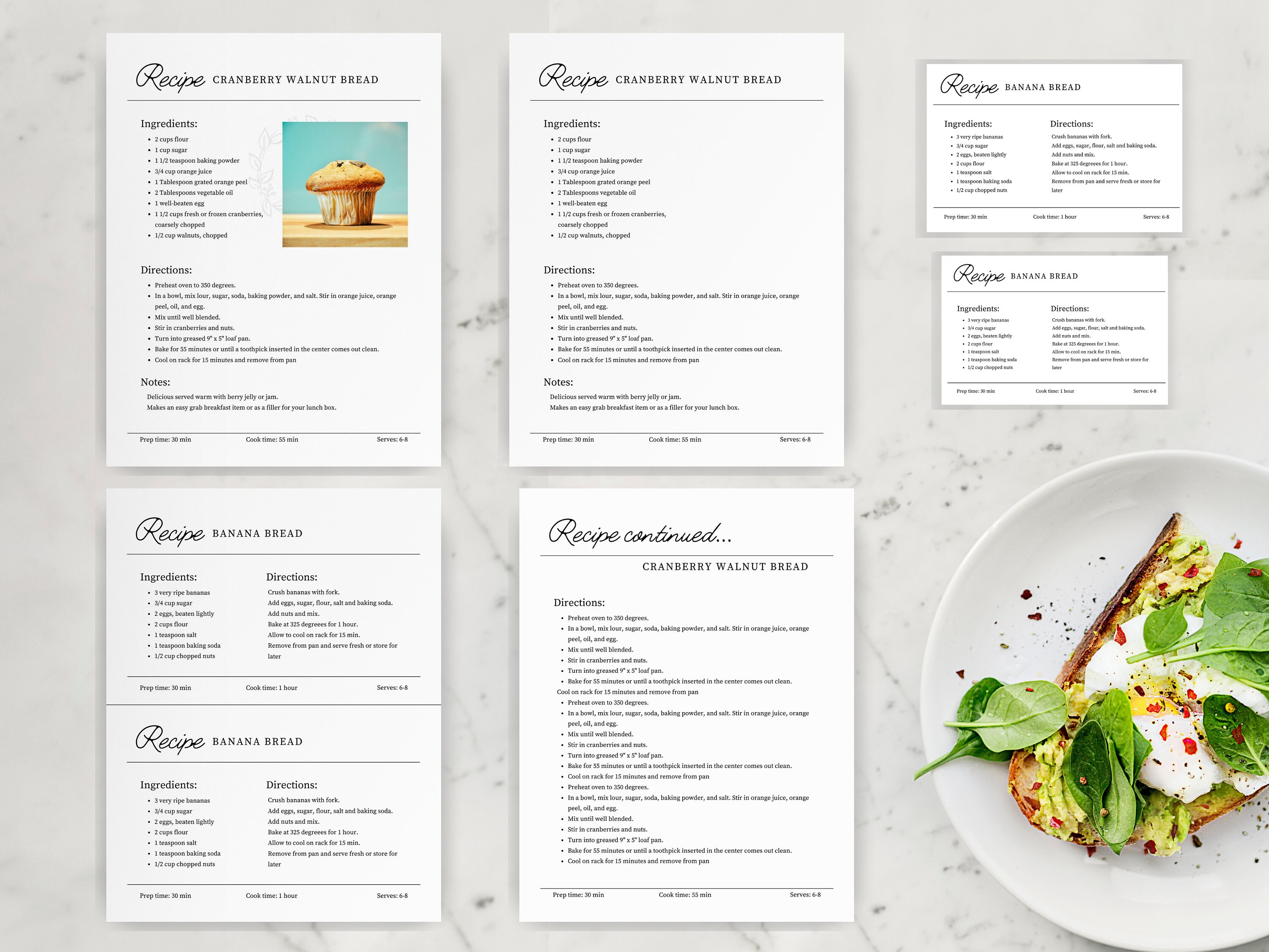 6 Simple Recipe Templates Minimalist Editable Recipe - Etsy