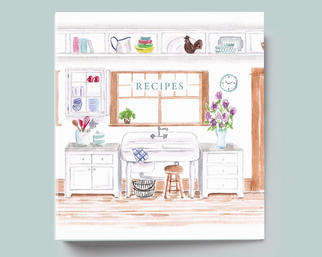 Farmhouse Kitchen Recipe Binder, Retro Kitchen 3-ring Recipe Binder for ...