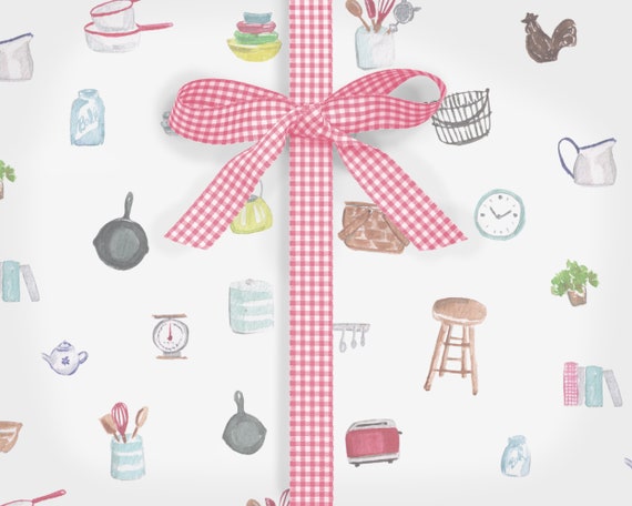 Retro kitchen wrapping paper Recipe binder wrapping paper | Etsy