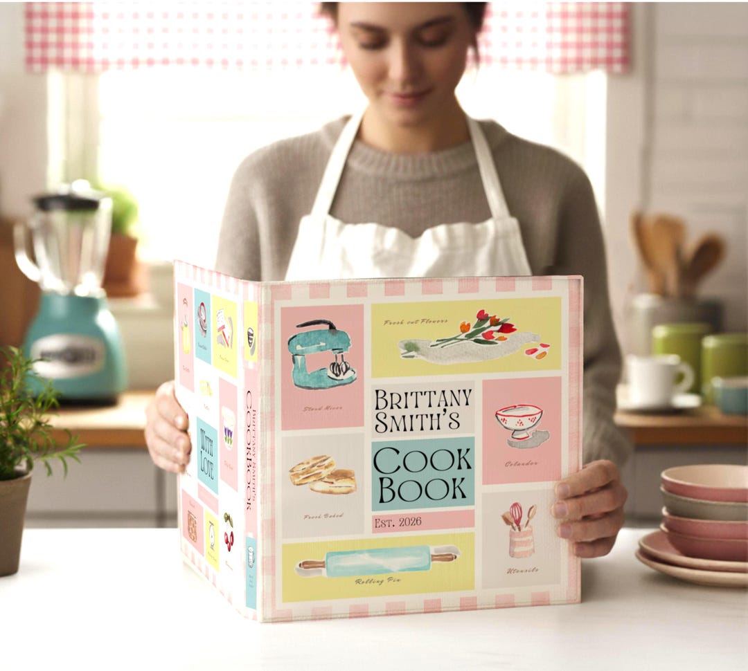 Recipe Binder, Cute, Colorful, Personalized Retro-inspired Cookbook ...