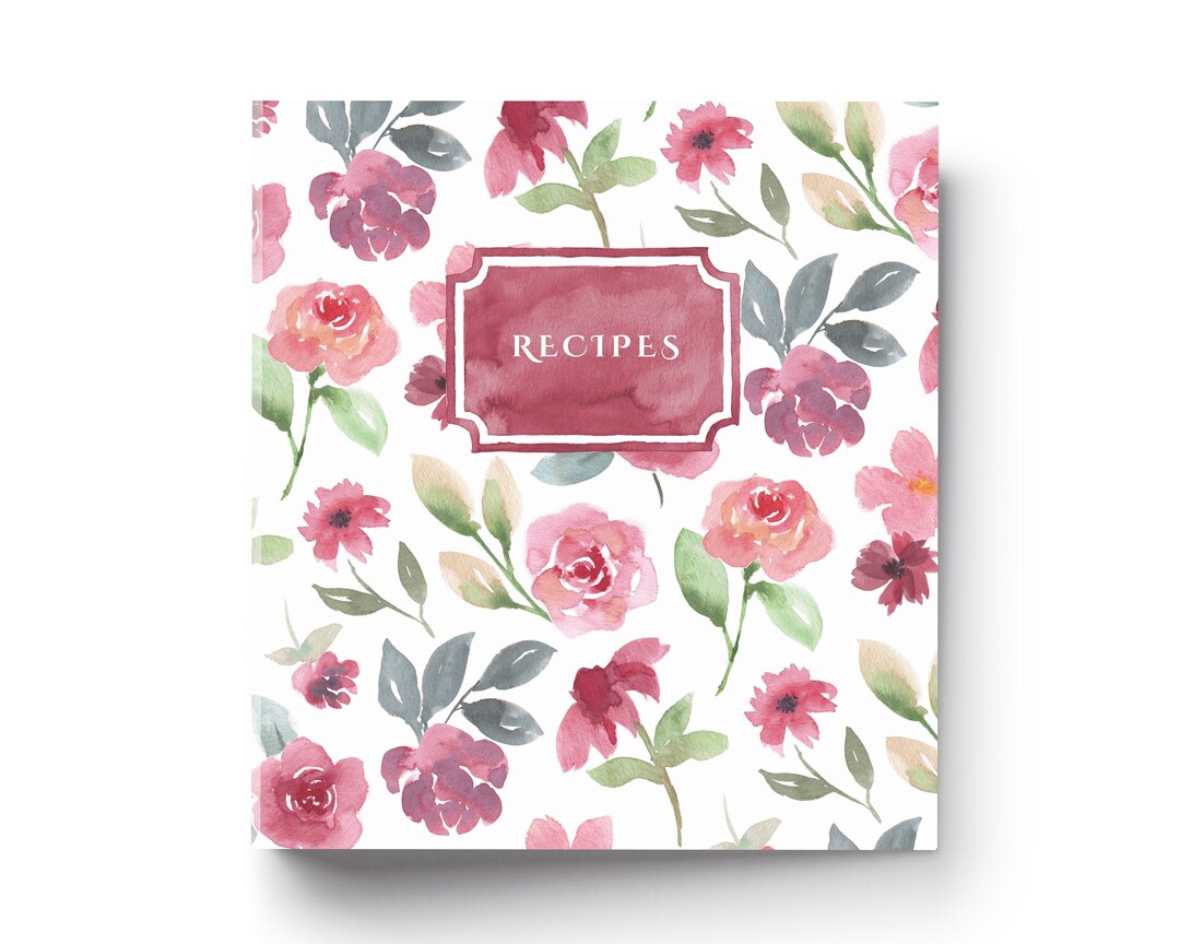 Watercolor Floral Recipe Binder 8.5 X 11 Leafy 3 Ring Binder | Kitchen ...