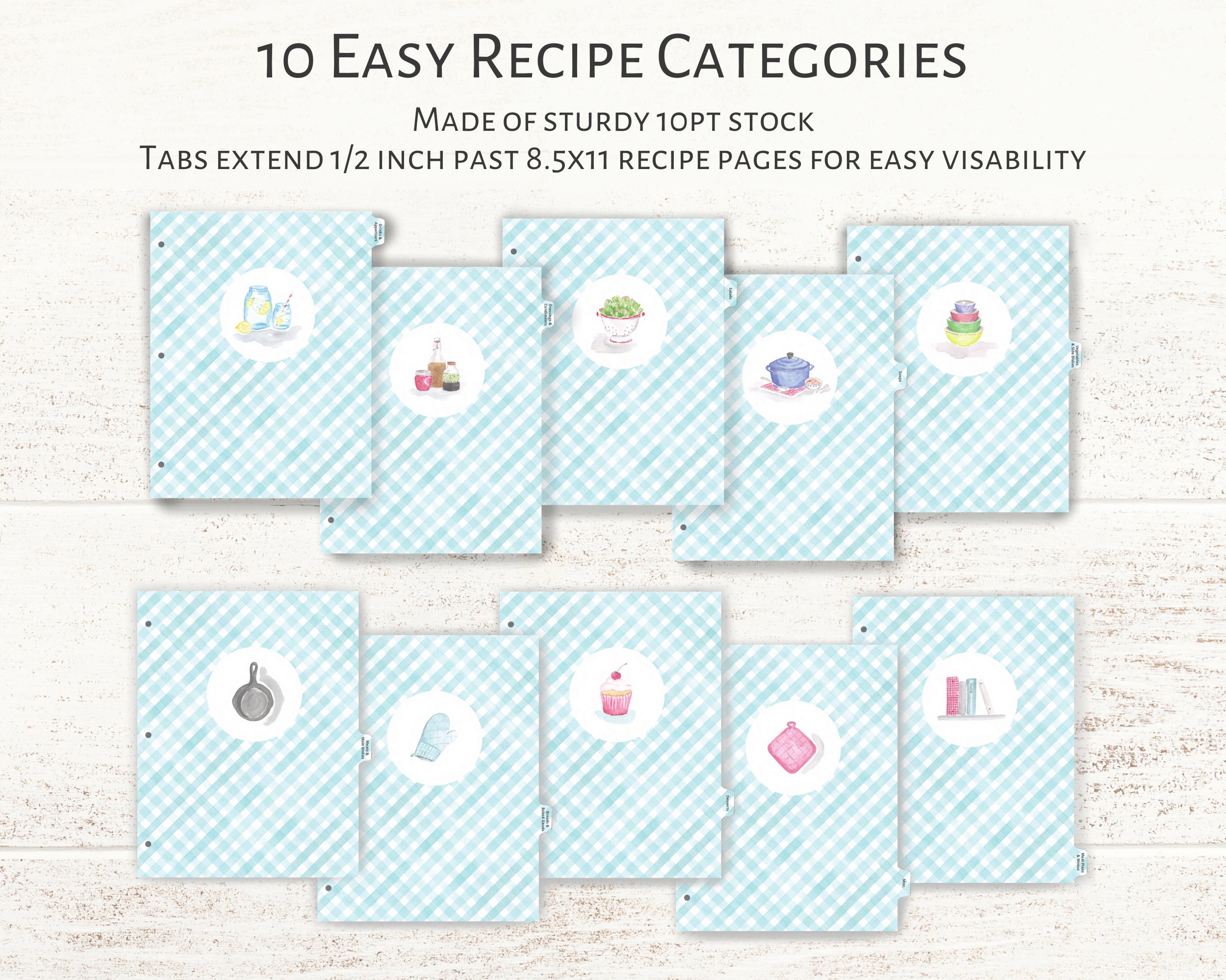 Recipe Binder Tab Dividers, Retro Recipe Binder Tab Inserts - Etsy