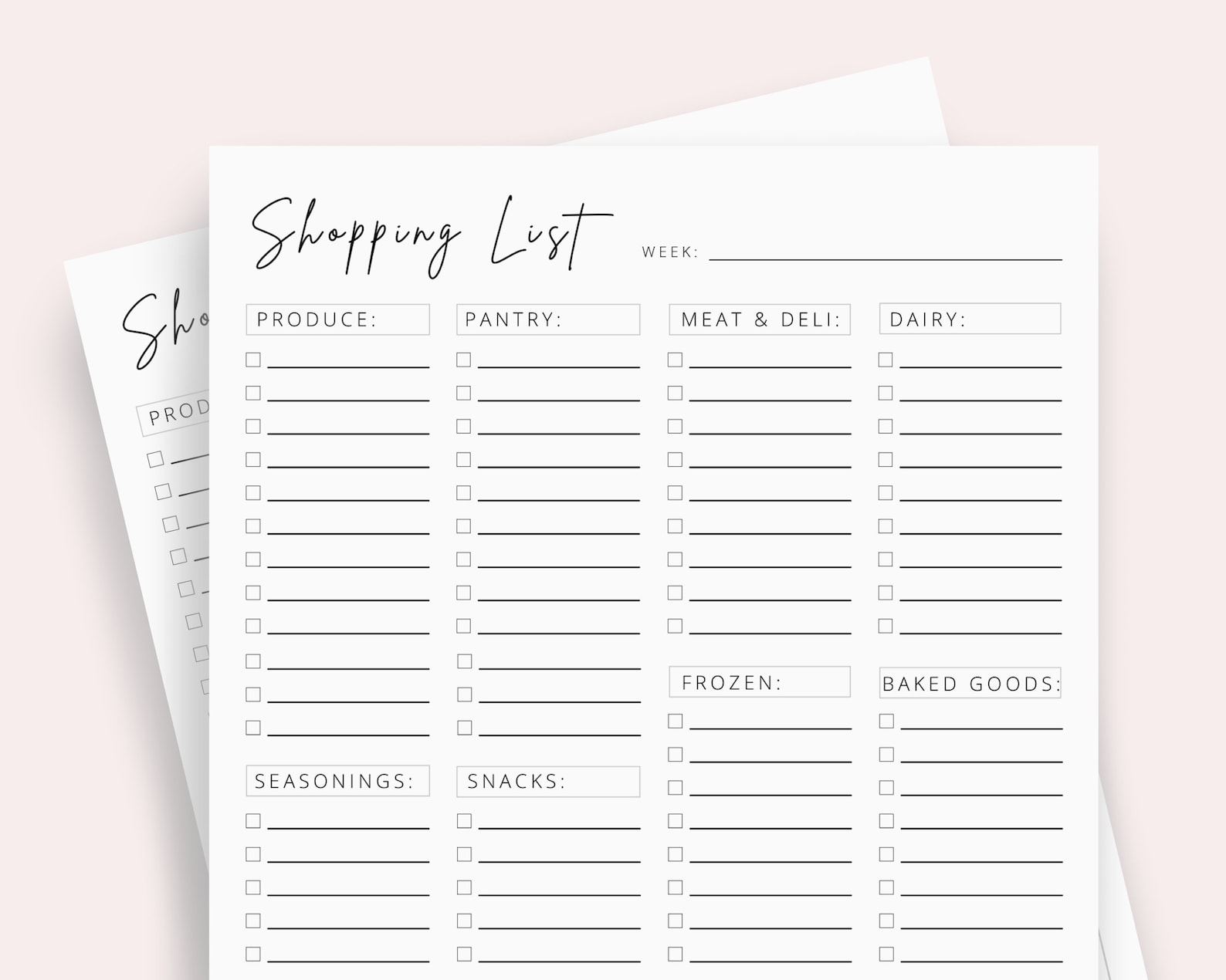 Minimalist Shopping List Printable Grocery List Printable - Etsy