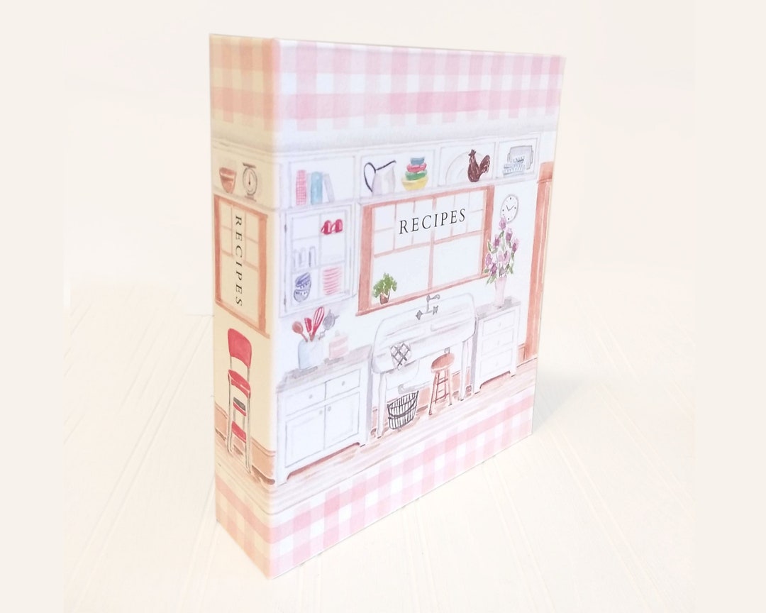 HALF-SIZE Retro Kitchen Recipe Binder in Pink, Vintage Kitchen 3-ring ...