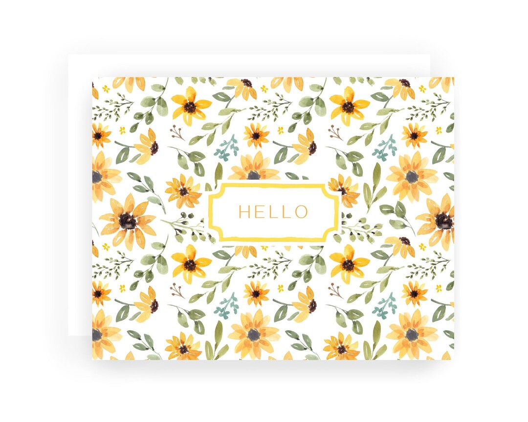Sunflower Hello Cards | Sunflower Stationery | Floral Hello Cards ...