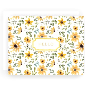 Sunflower Hello Cards | Sunflower Stationery | Floral Hello Cards ...