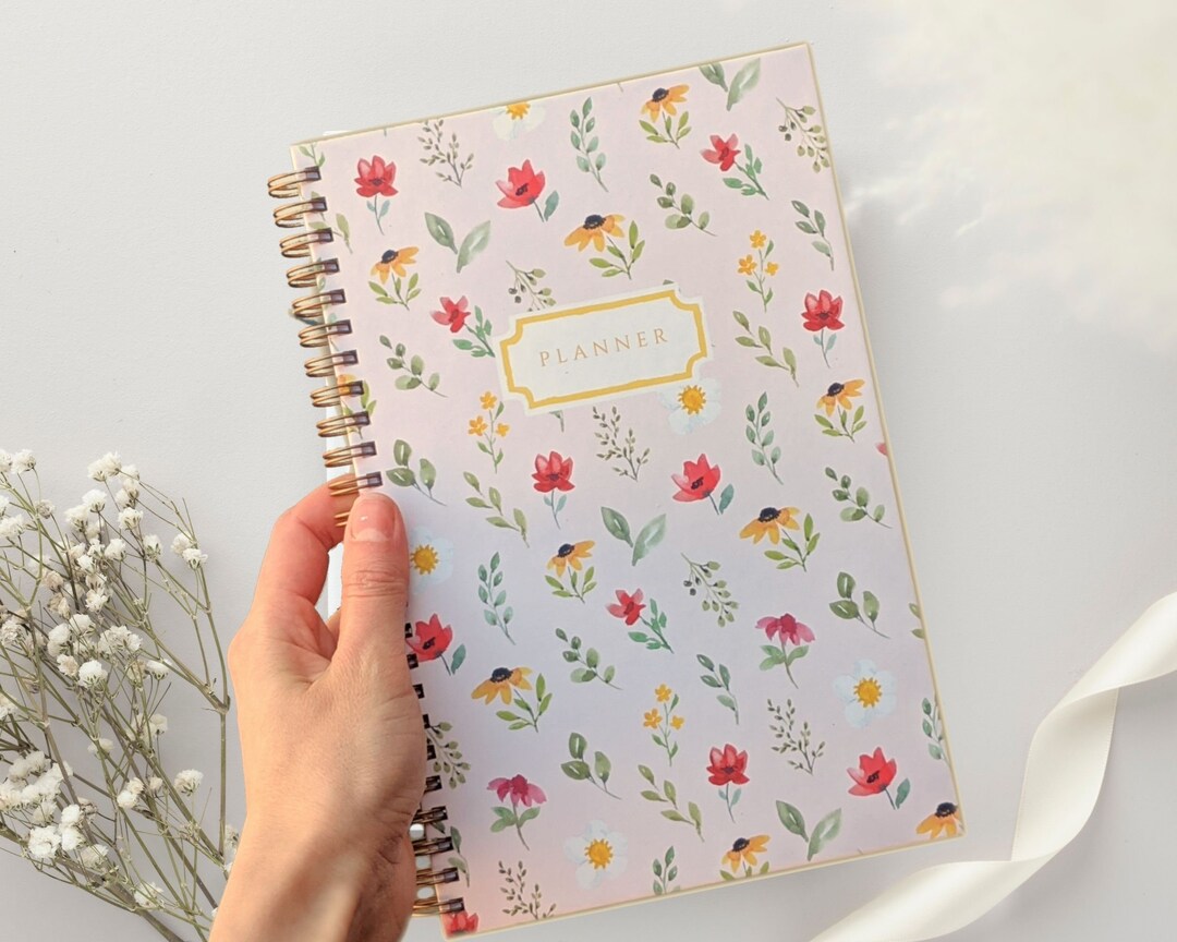 Wildflower Weekly Planner, Small Hardcover Planner With Sticker Sheets ...