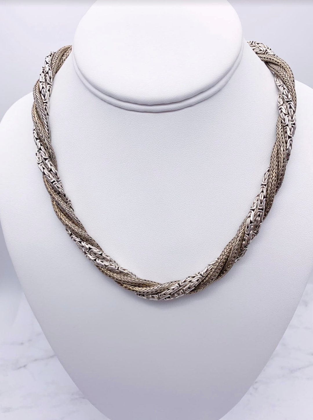 Sterling Silver Intertwined Rope Necklace, Four Strand, 2-byzantine ...