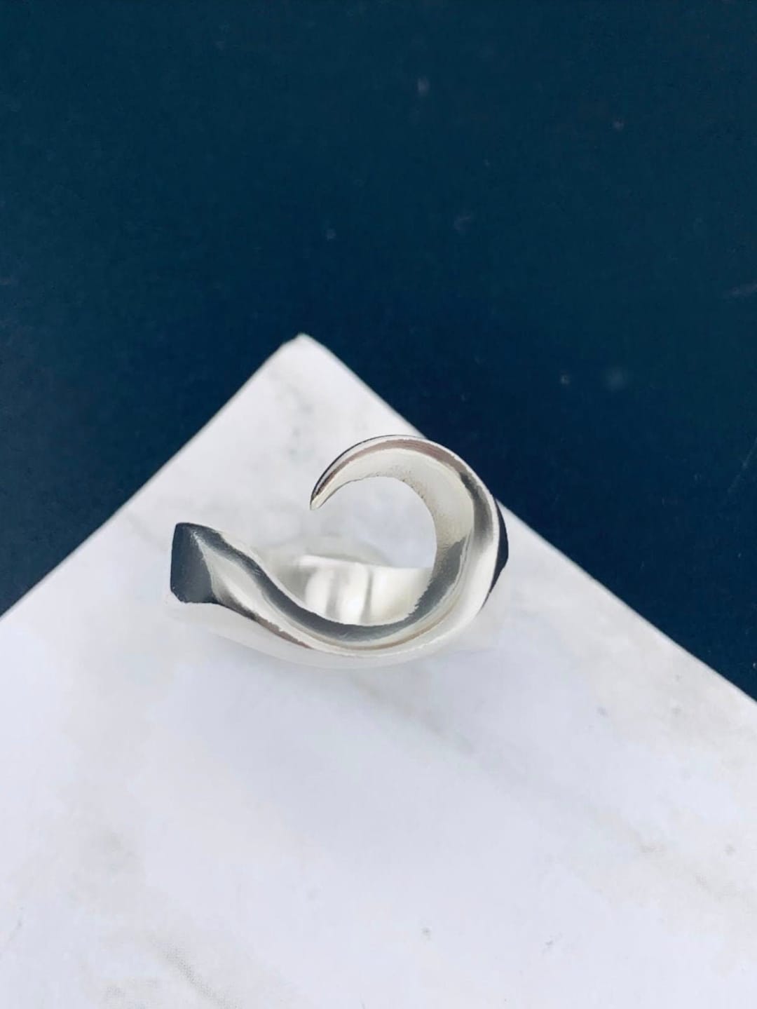 Sterling Silver Wave Ring, Modernist Sterling Ribbon Ring, Abstract ...