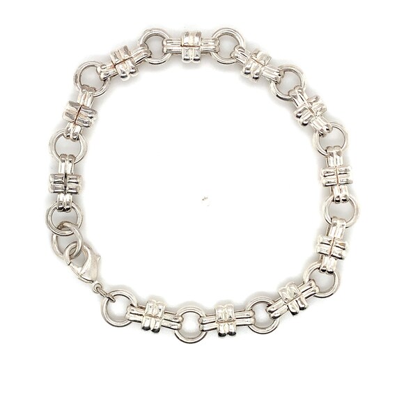 Silver Plated Link Bracelet, Unique Design, Silver Li… - Gem
