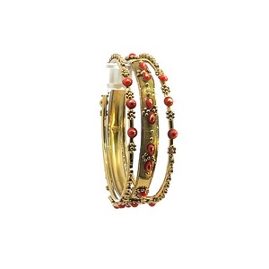 Vintage Colored Bangle Bracelets, Coral & Gold Colored Stacking ...