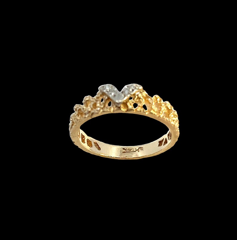 Anillo de oro amarillo de 14 quilates y diamantes, engaste vintage de ...