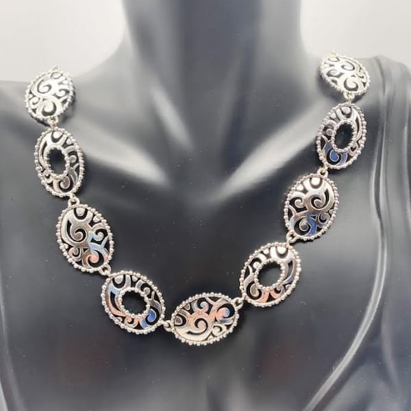 Sterling Silver Filigree Chain Necklace - Etsy