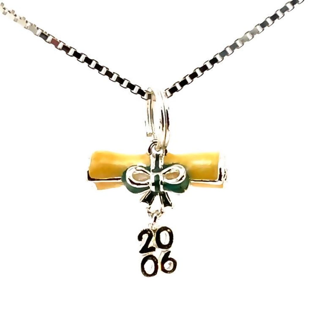 Sterling Silver Diploma Graduate Student Charm/pendant, Year Graduation ...